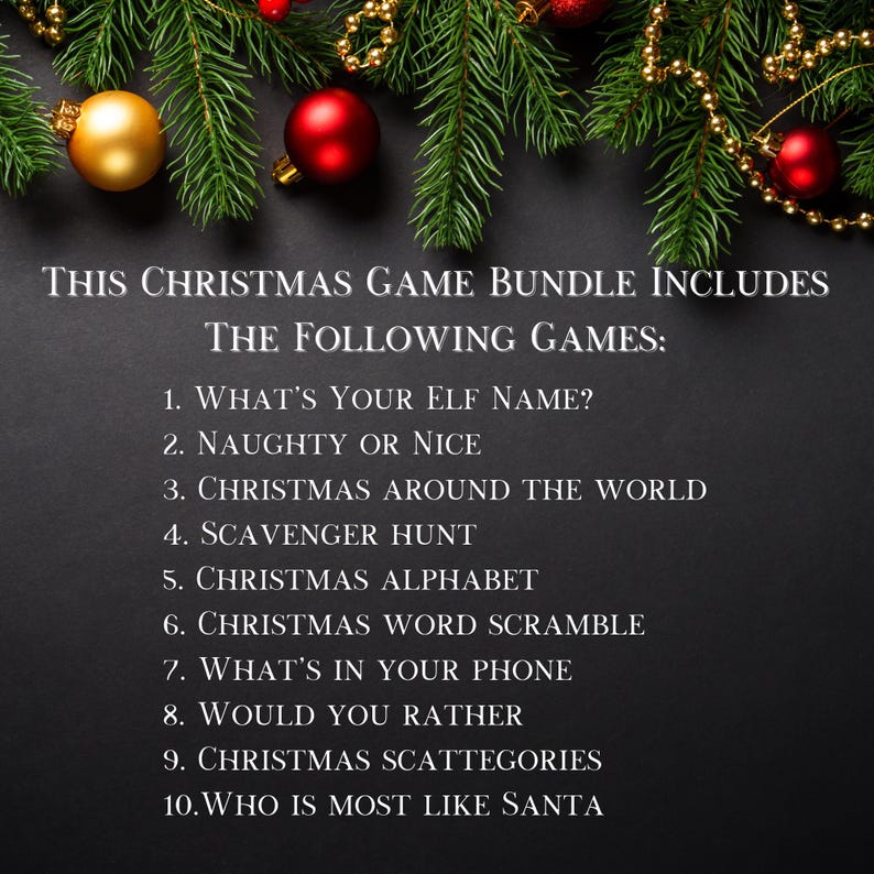 10 Christmas Game Bundle, Printable Christmas Game Bundle, Christmas ...