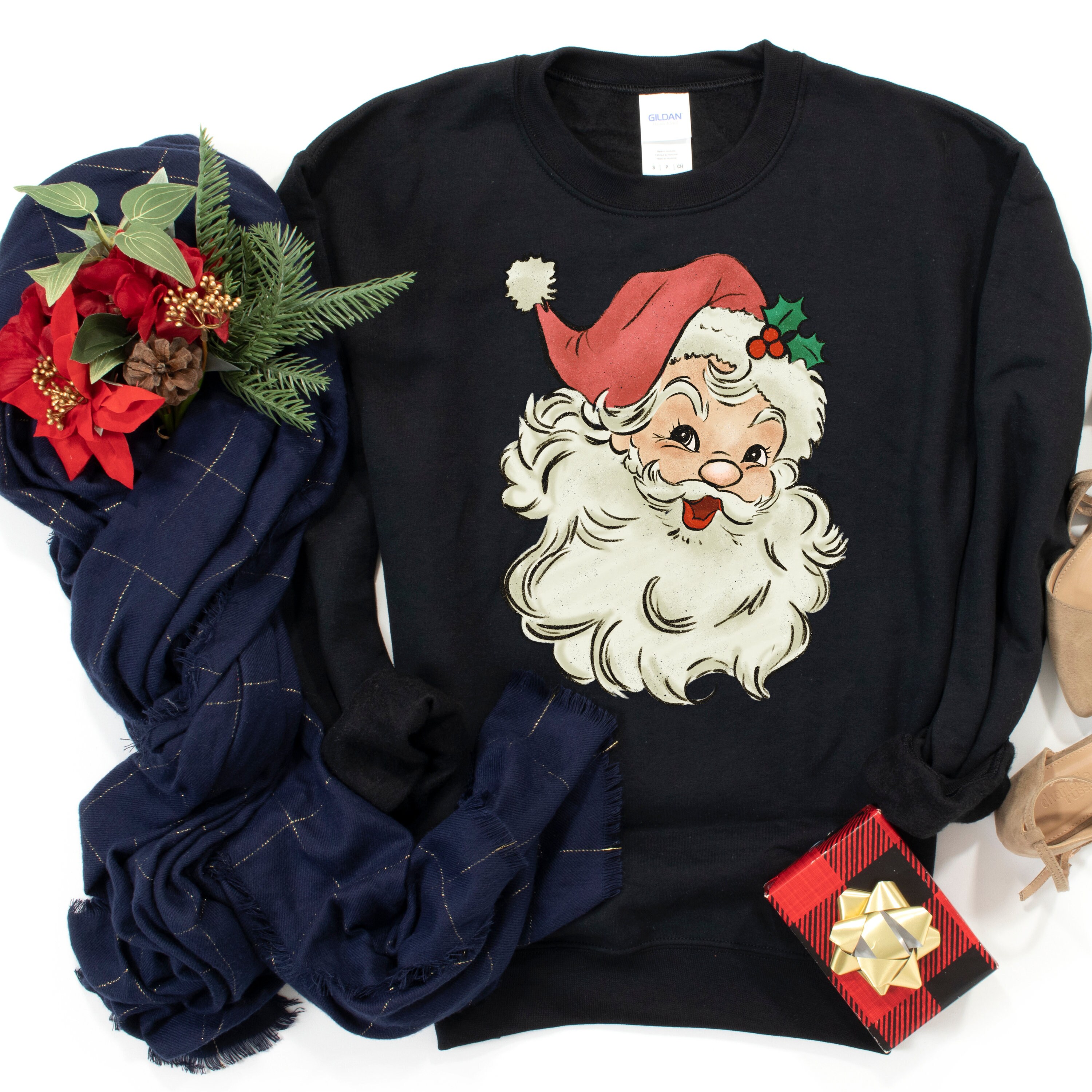 Retro Santa Sweatshirt, Vintage Santa Sweatshirt, Retro Christmas Santa ...