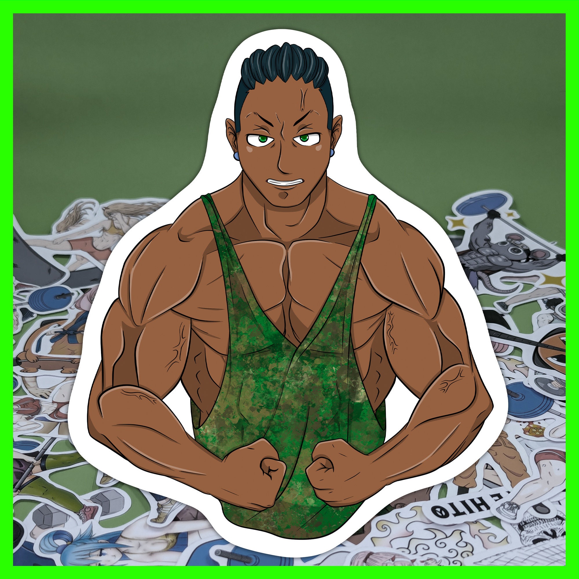 Anime Stickers Flexing Laminated Vinyl - Etsy