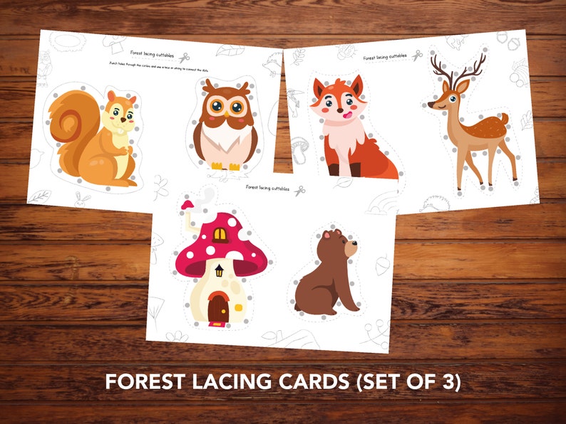 Forest Lacing Cards, Printable Motor Skills Activity, Educational Toy ...