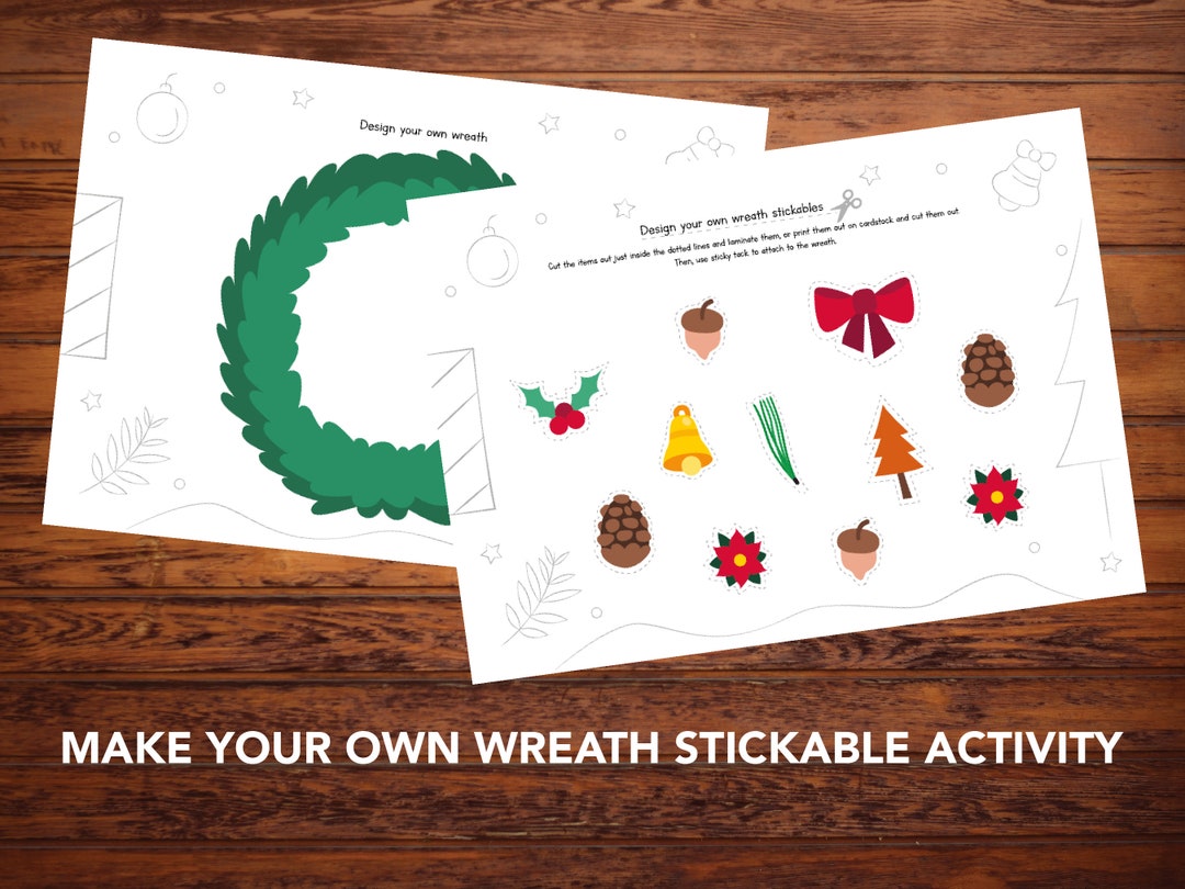 Make Your Own Wreath, Printable Wreath Craft Activity, Christmas Craft ...