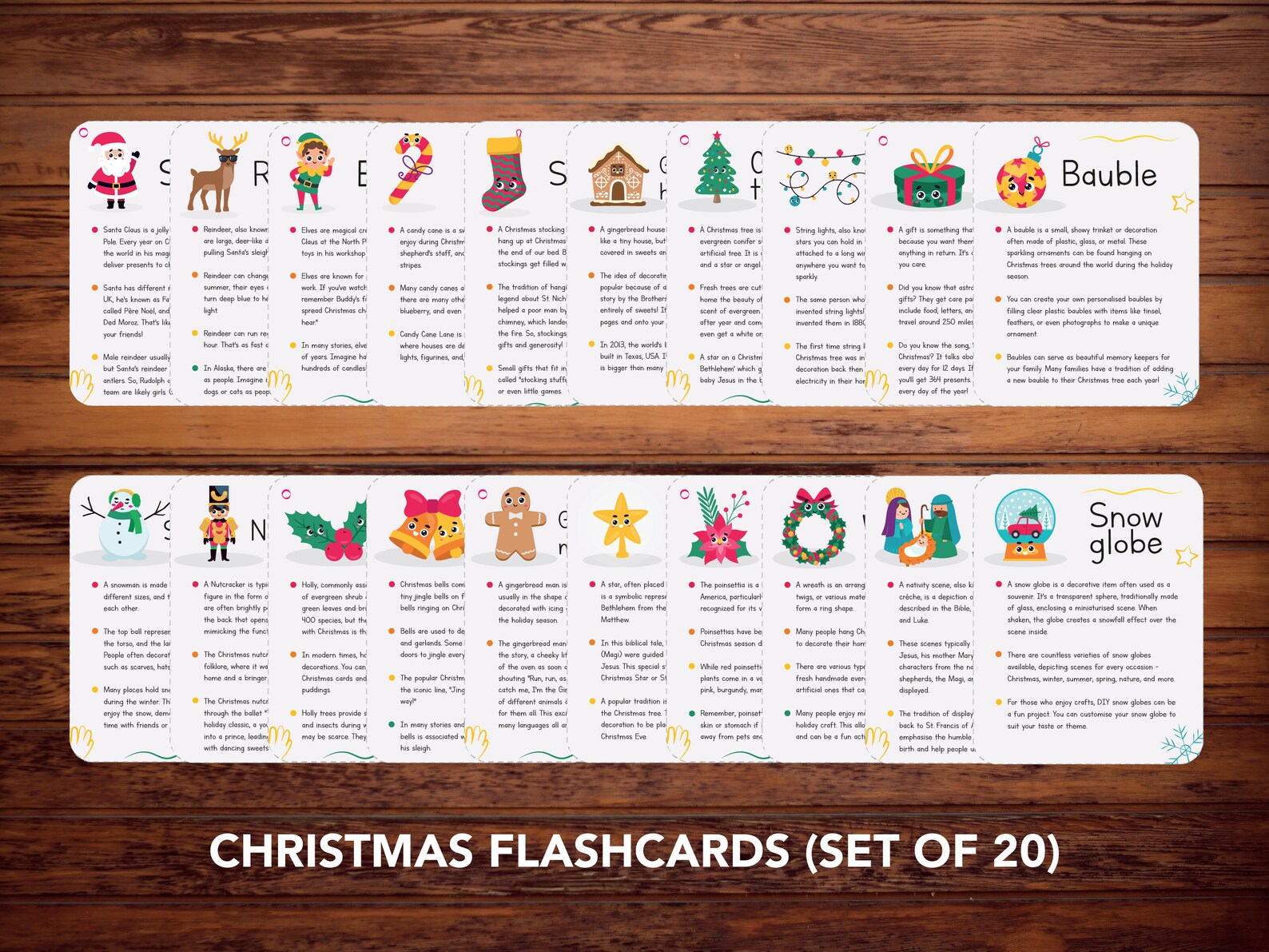 Christmas Flashcards Set, Printable Holiday Flashcards, Christmas Decor ...