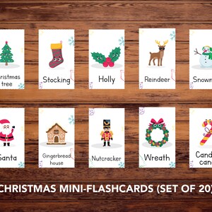 Christmas Flashcards Set, Printable Holiday Flashcards, Christmas Decor ...