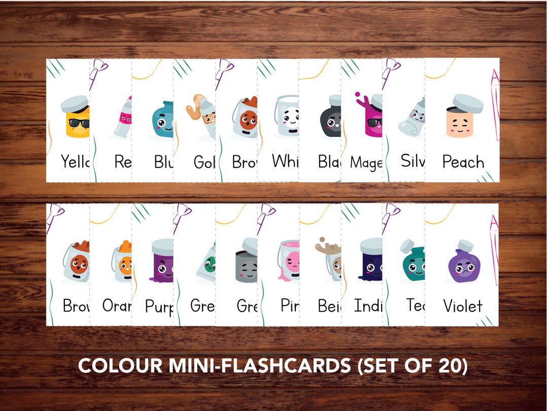 Colour Flashcards Set, Printable Learning Cards, Educational Kids ...
