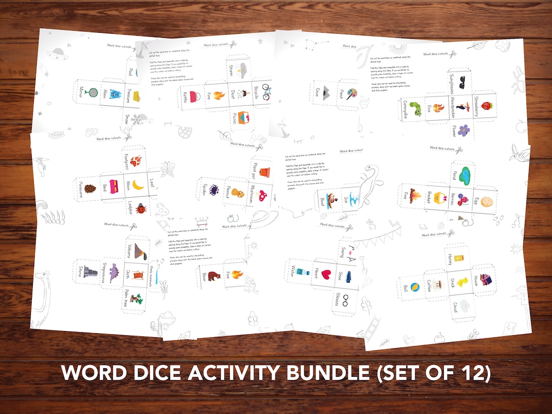 Printable Word Dice Set, Literacy Learning Game, Imaginative Play Tool ...