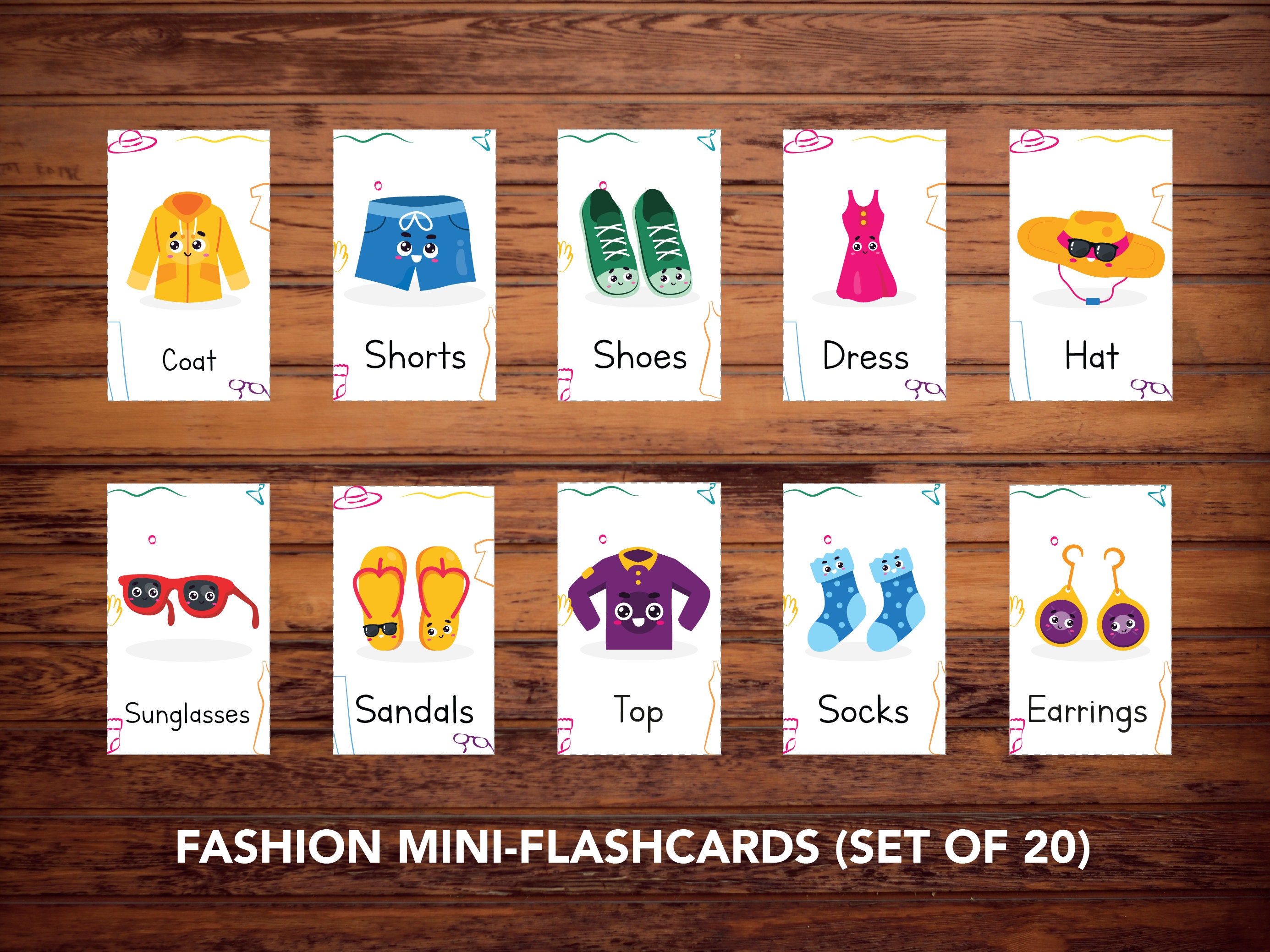 Fashion Clothing Flashcards, Montessori Flash Cards, Education Cards ...