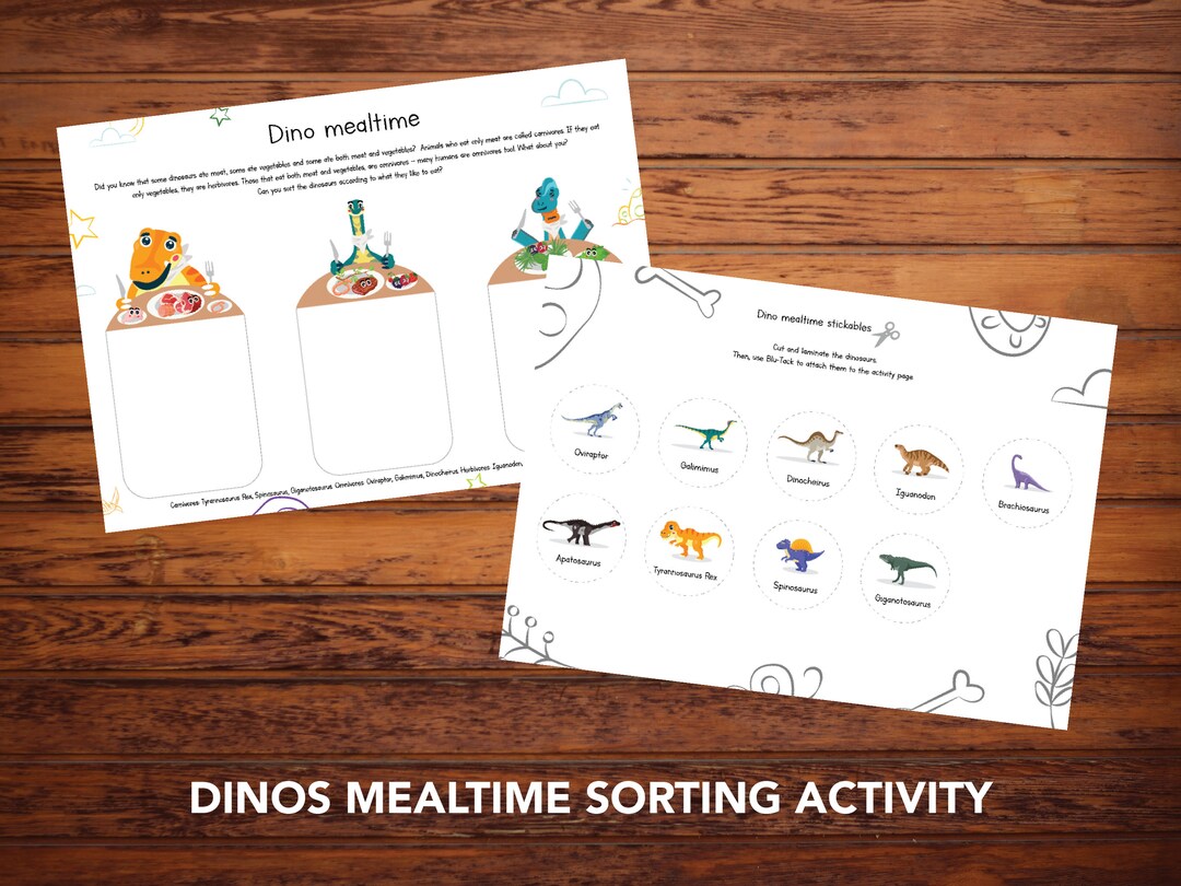 Dinosaur Mealtime Sorting, Carnivore Herbivore Omnivore, Printable ...