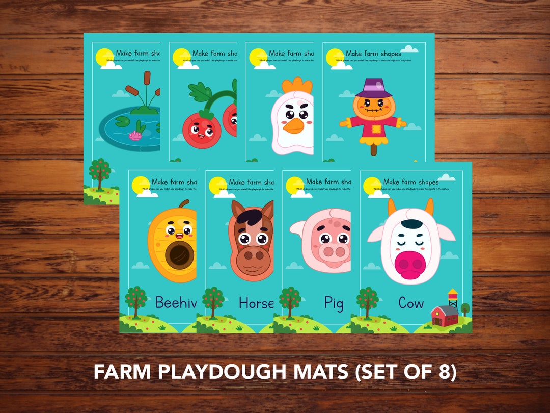 Farm Playdough Mat Set, Farm Animals Play Doh Mats, Pintable Preschool ...