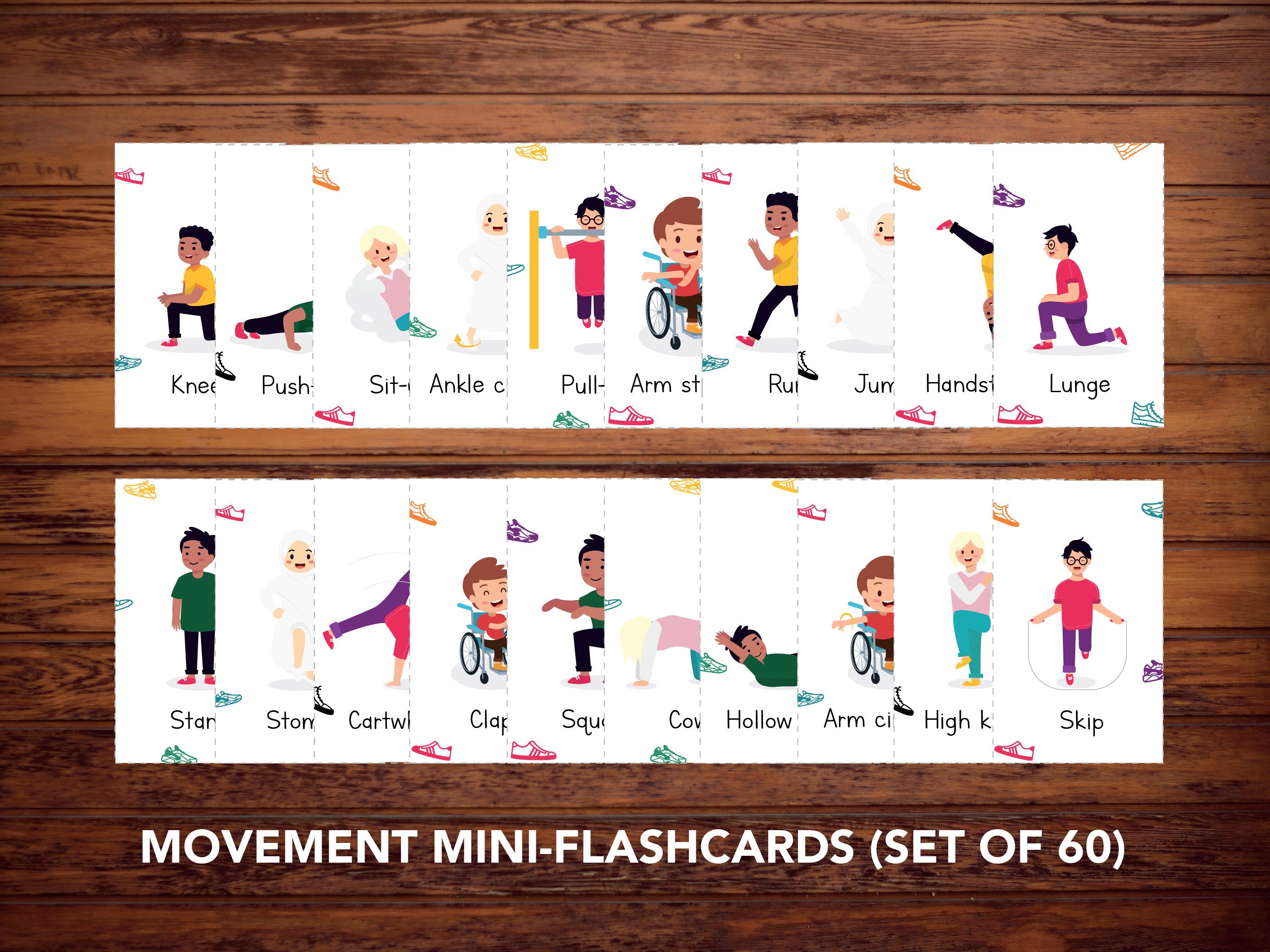 Movement Flashcards Set, Fitness Flashcards, Printable Gross Motor ...