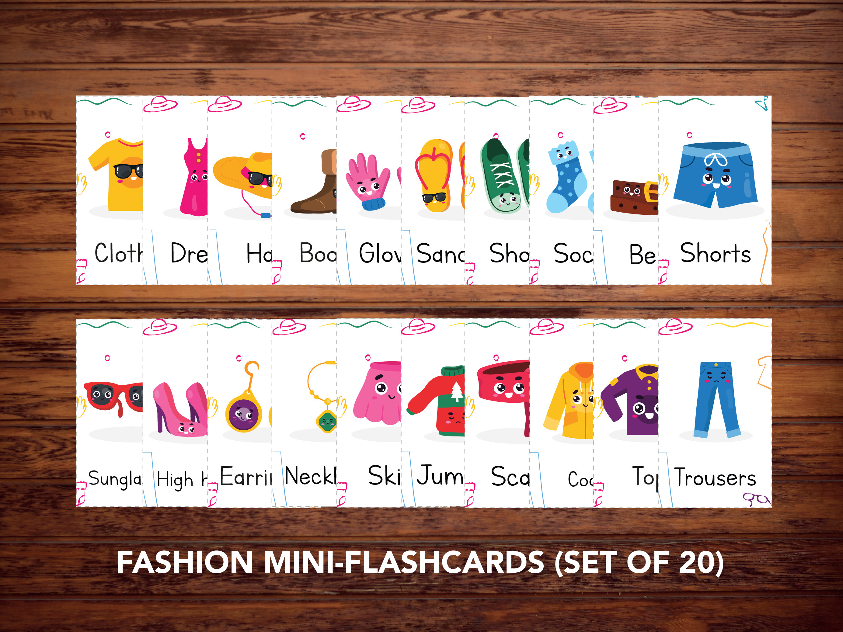 Fashion Clothing Flashcards, Montessori Flash Cards, Education Cards ...