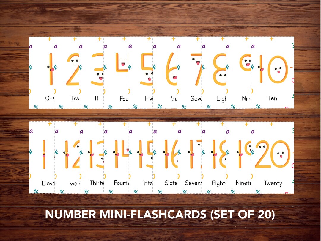 Numbers Flash Cards Set, 1-20 Counting Cards, Pre-school Cards ...