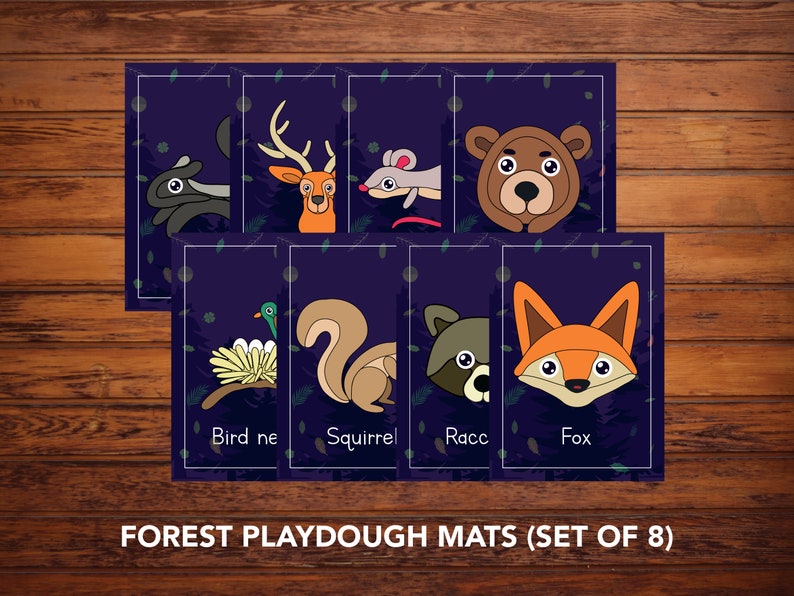 Forest Animals Play Dough Mats Printable Play Doh Toddler - Etsy