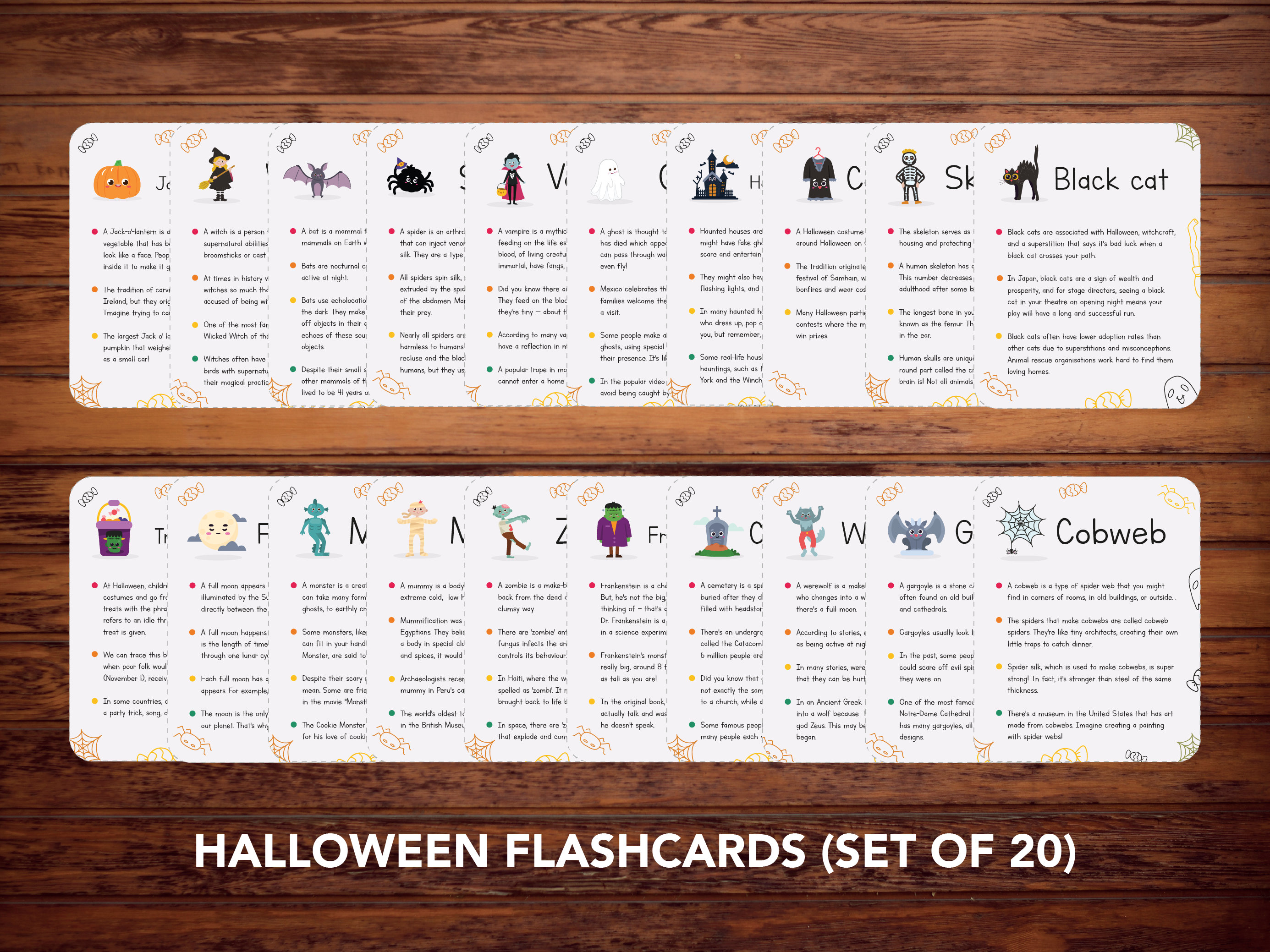 Halloween Flashcard Set Nomenclature Cards Flash Cards - Etsy