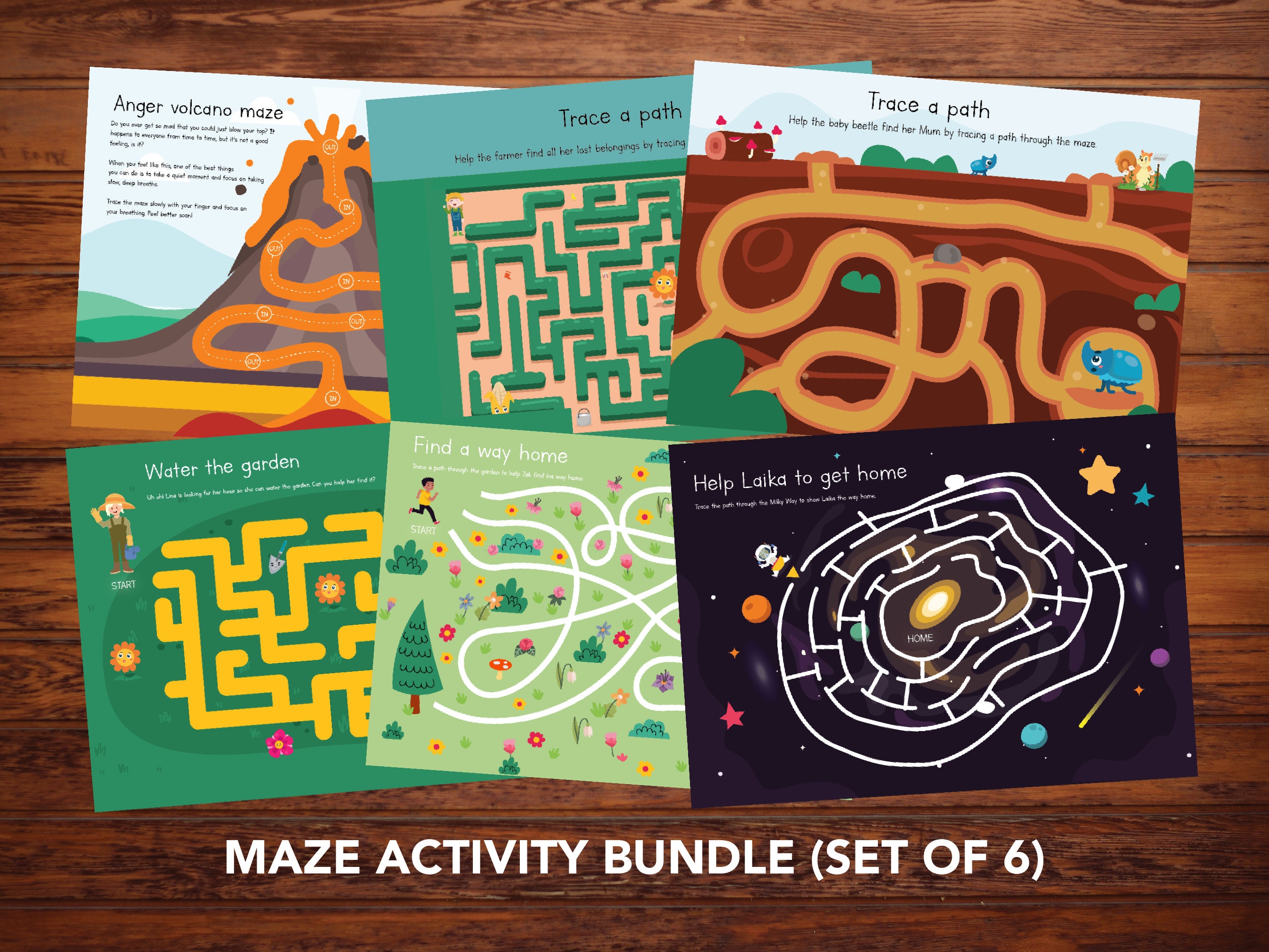Maze Bundle Activity Set, Printable Brain-teaser Game, Kids Cognitive ...
