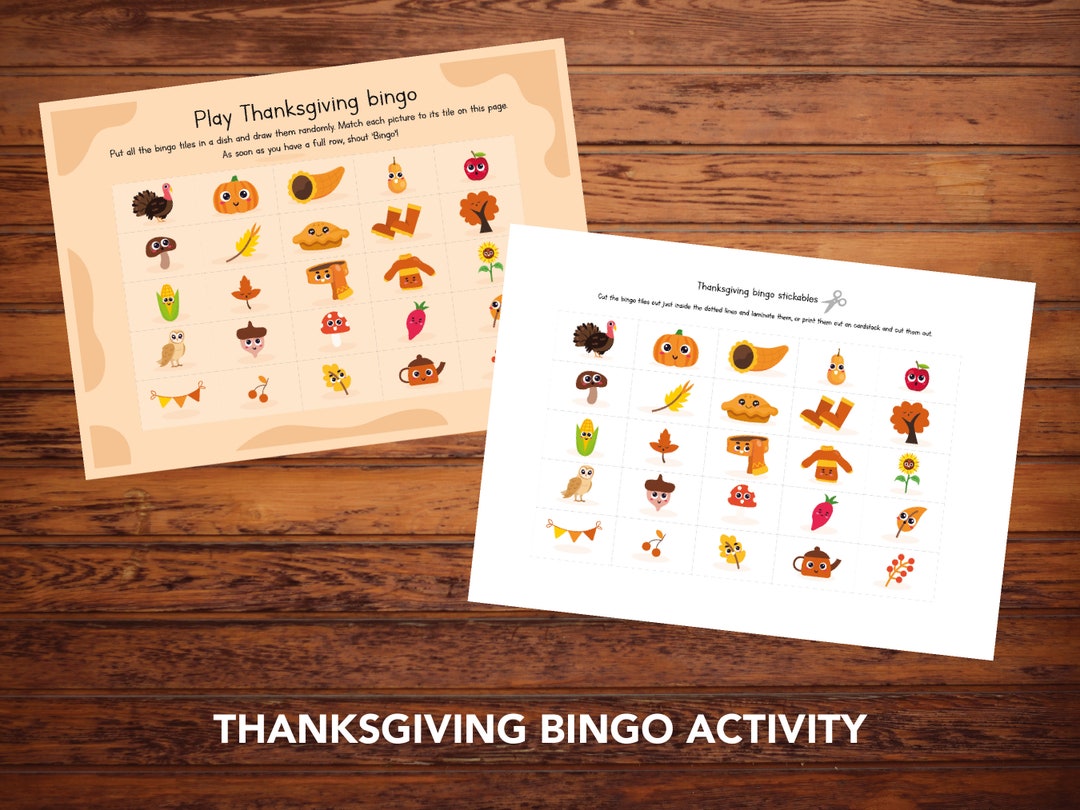 Thanksgiving Bingo, Printable Kids Thanksgiving Game, Thanksgiving ...