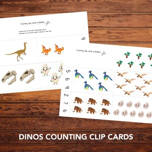 Dinosaur Count Clip Cards, Count Worksheets, Clip and Count Cards ...