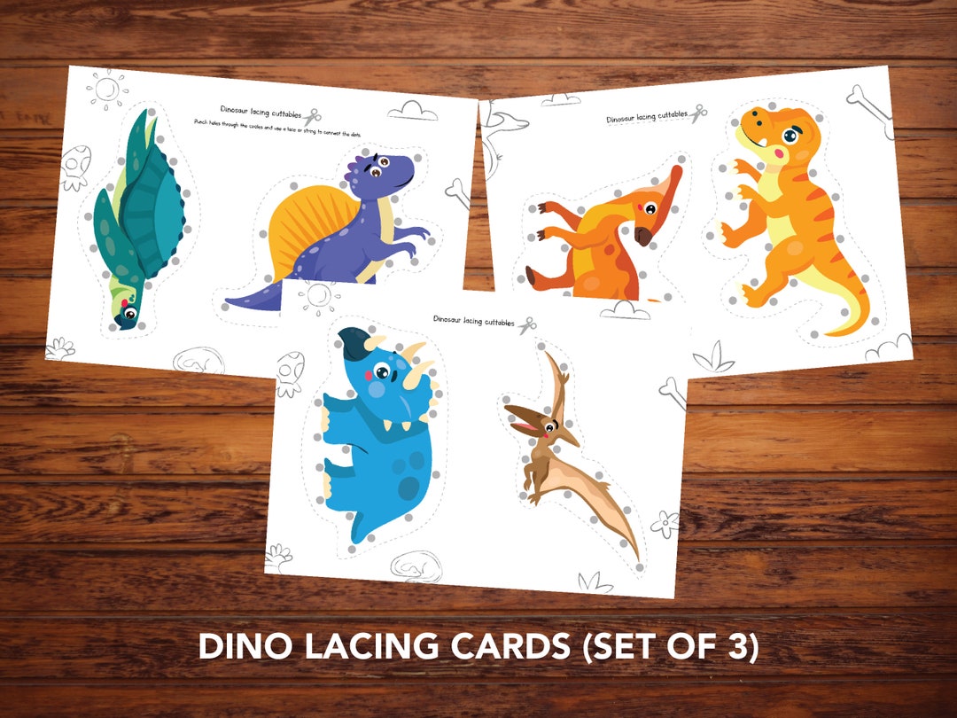 Dinosaur Lacing Cards Printable Fine Motor Skills Activity - Etsy