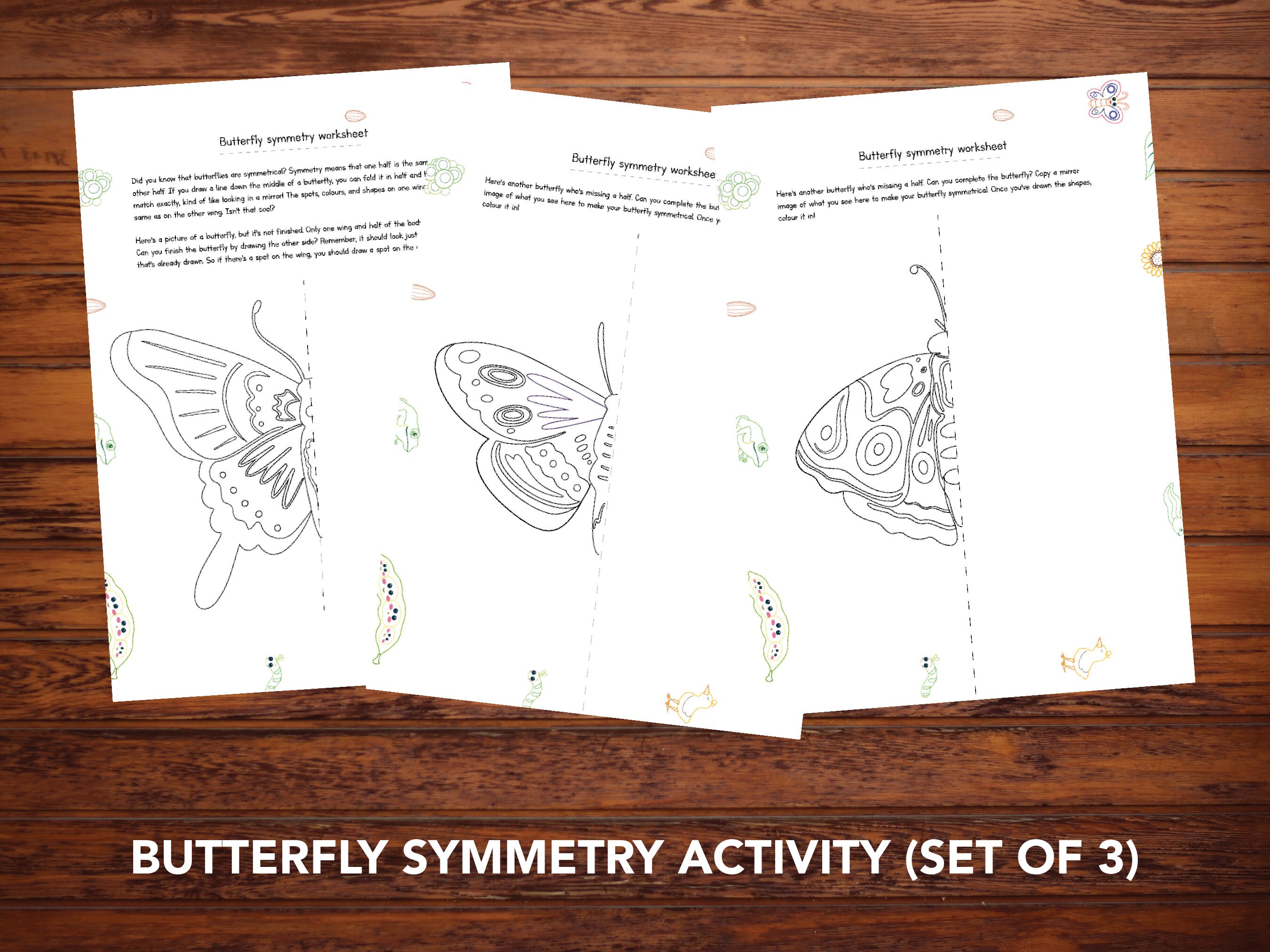 Butterfly Matching Printable Cards, Butterfly Symmetry Worksheets ...