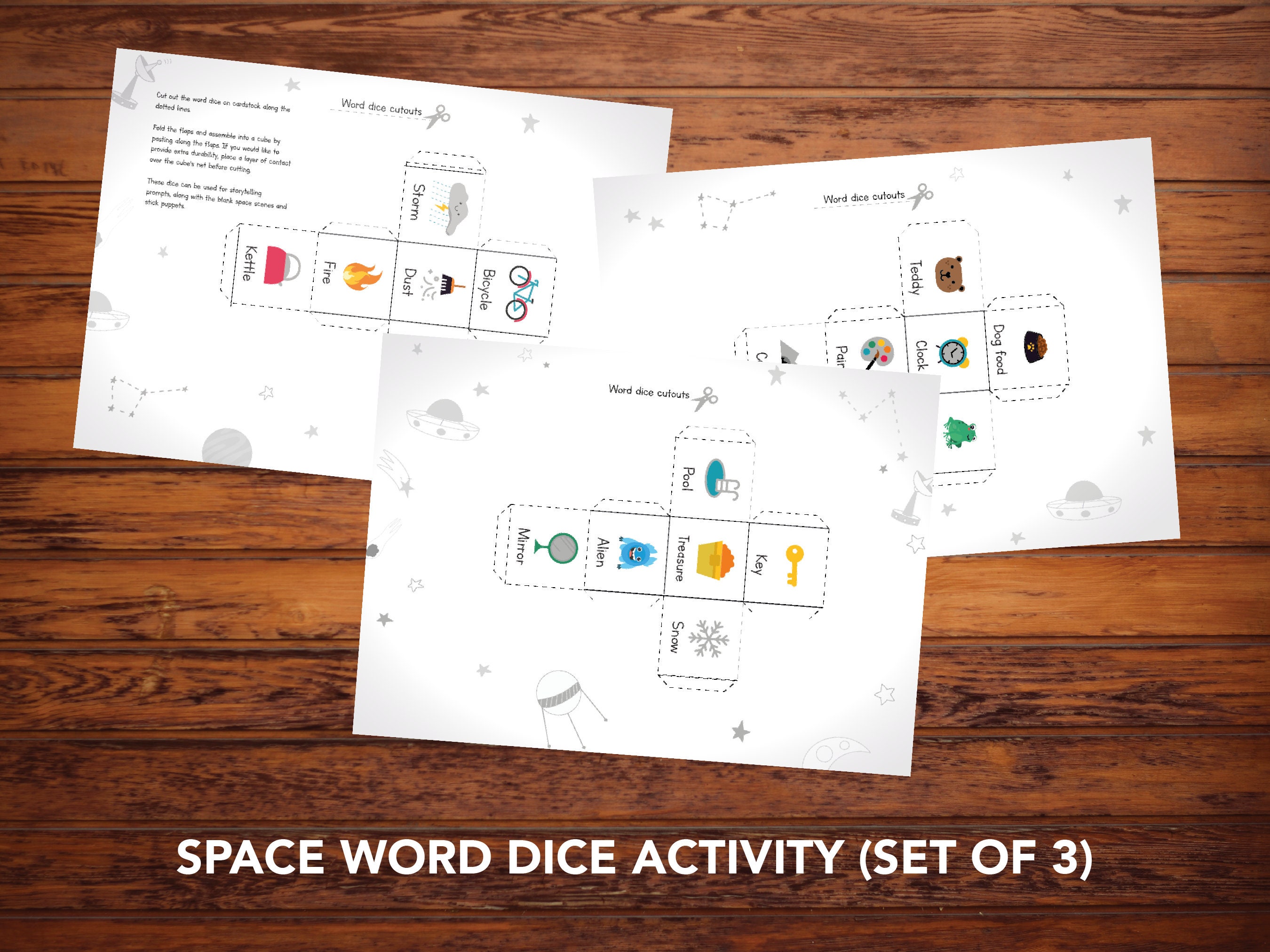 Printable Word Dice Set Literacy Learning Game Imaginative - Etsy
