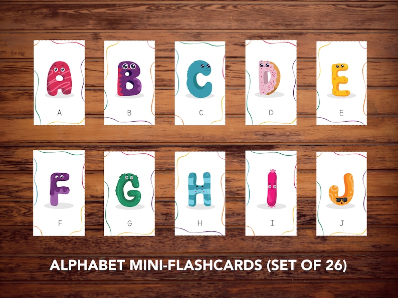 Alphabet Flashcards Set ABC Flashcards Printable Letters - Etsy