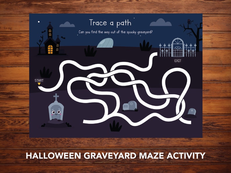 Haunted Graveyard Maze, Printable Kids Halloween Activity, Fun ...