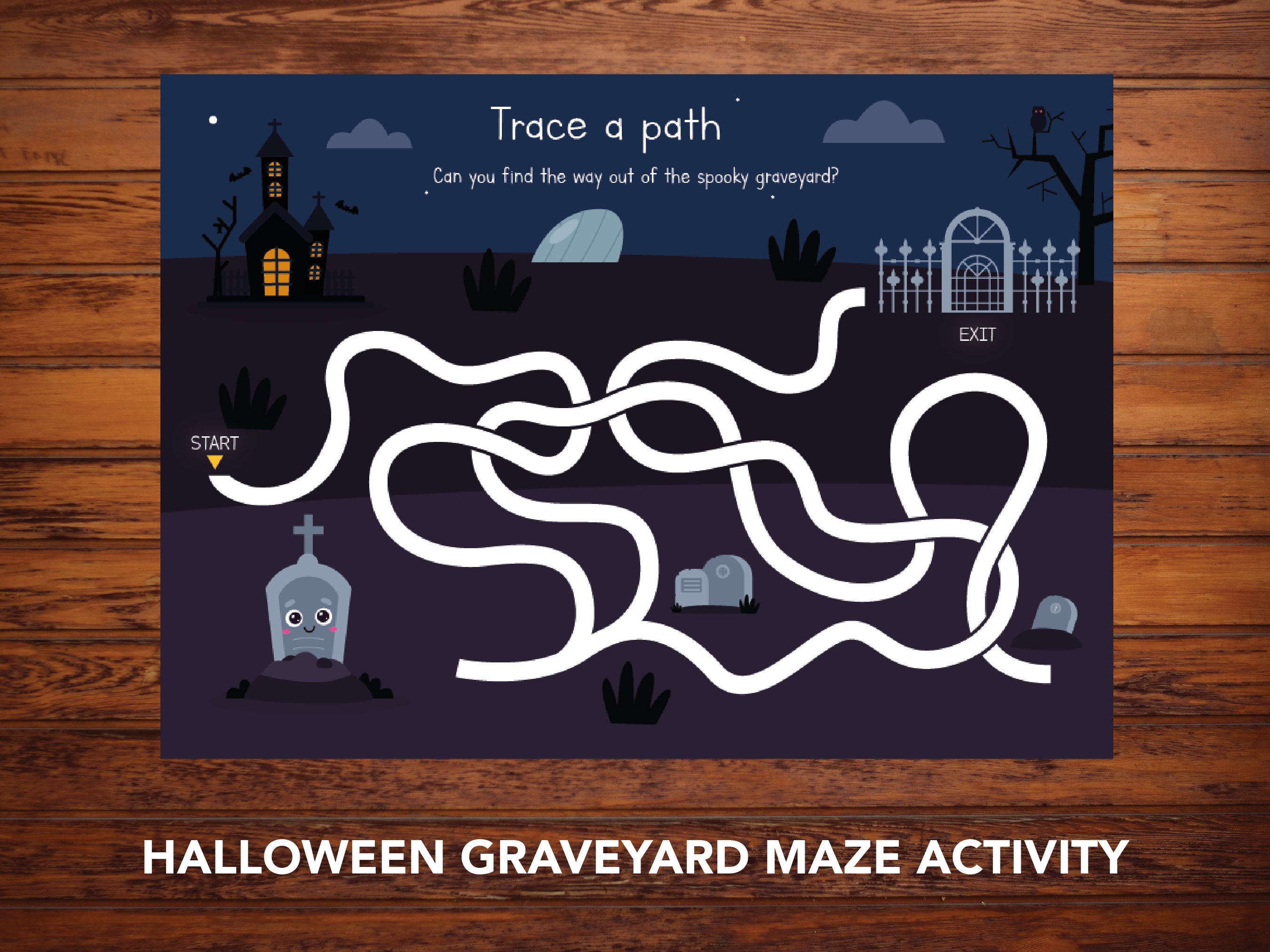 Haunted Graveyard Maze, Printable Kids Halloween Activity, Fun ...