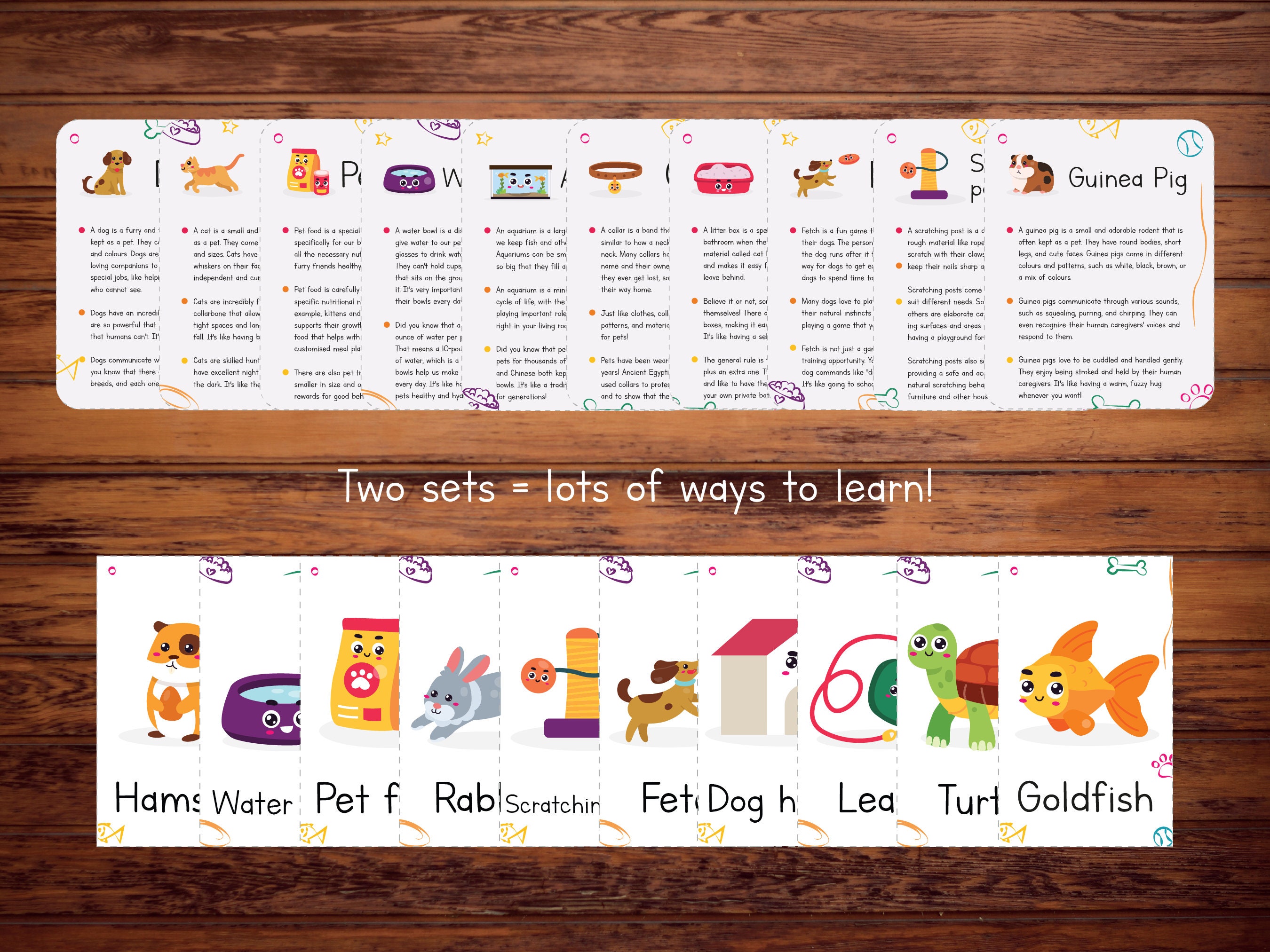 Pets Flash Cards Montessori Flashcards Pre-school Cards - Etsy