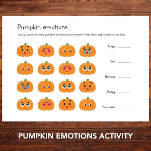Pumpkin Emotions Counting Activity, Printable Counting Game for Kids ...