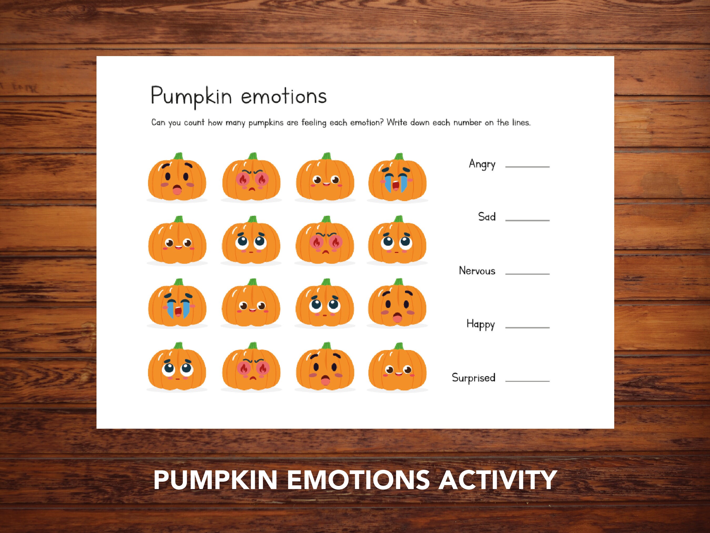 Pumpkin Emotions Counting Activity, Printable Counting Game for Kids ...