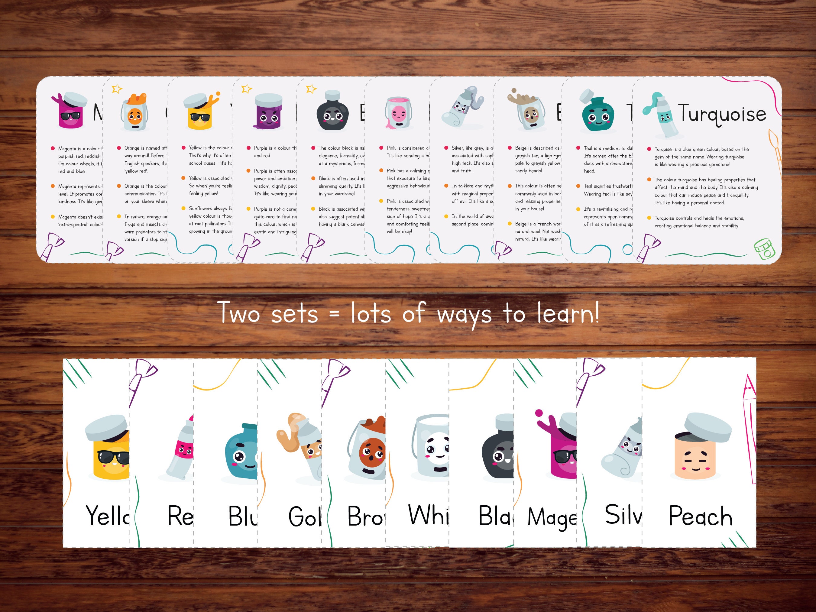 Colour Flashcards Set, Printable Learning Cards, Educational Kids ...