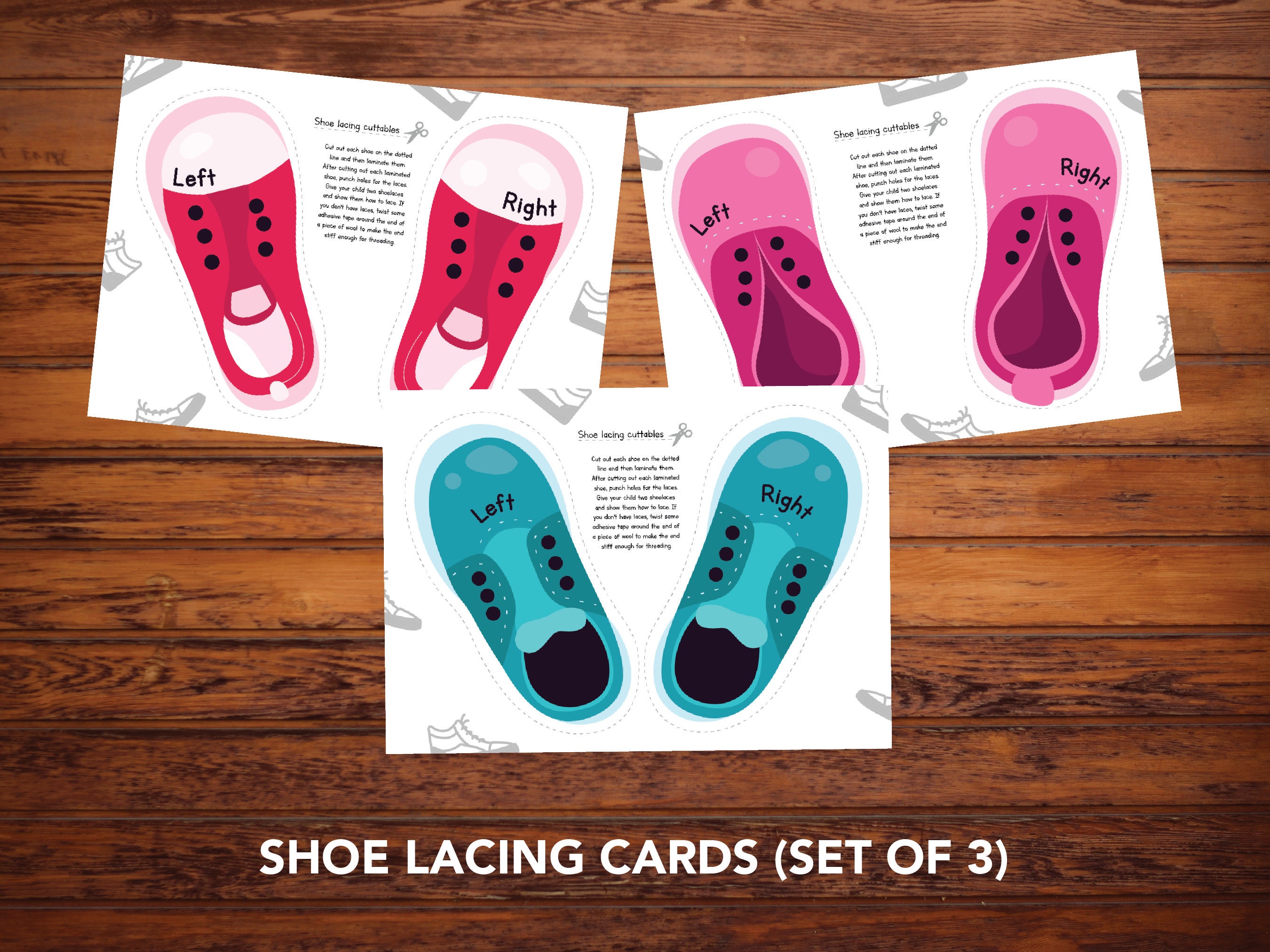 Shoe Lacing Cards Shoe Tying Practice for Kids Tie Your - Etsy Canada