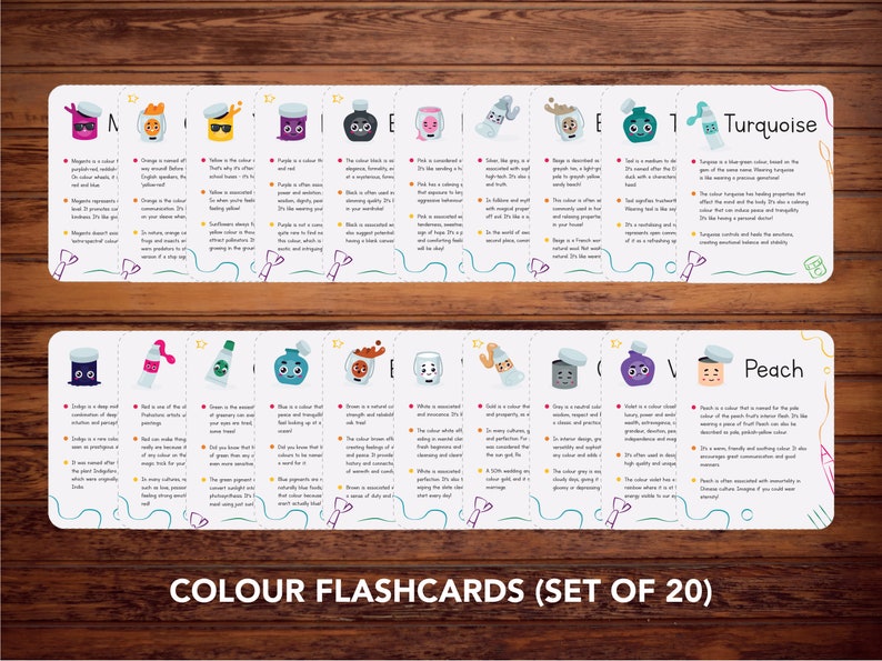 Colour Flashcards Set, Printable Learning Cards, Educational Kids ...