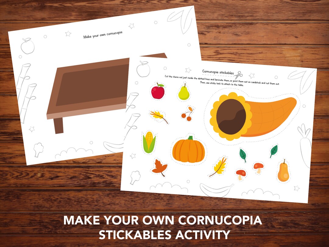 Make Your Own Cornucopia Stickable, Printable Kids Thanksgiving Craft ...