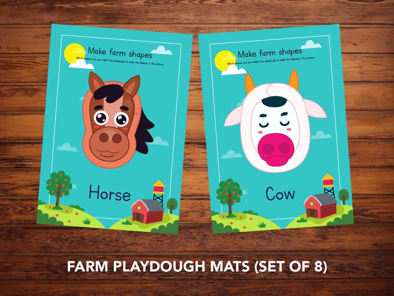 Farm Playdough Mat Set, Farm Animals Play Doh Mats, Pintable Preschool ...