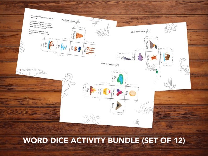 Printable Word Dice Set, Literacy Learning Game, Imaginative Play Tool ...