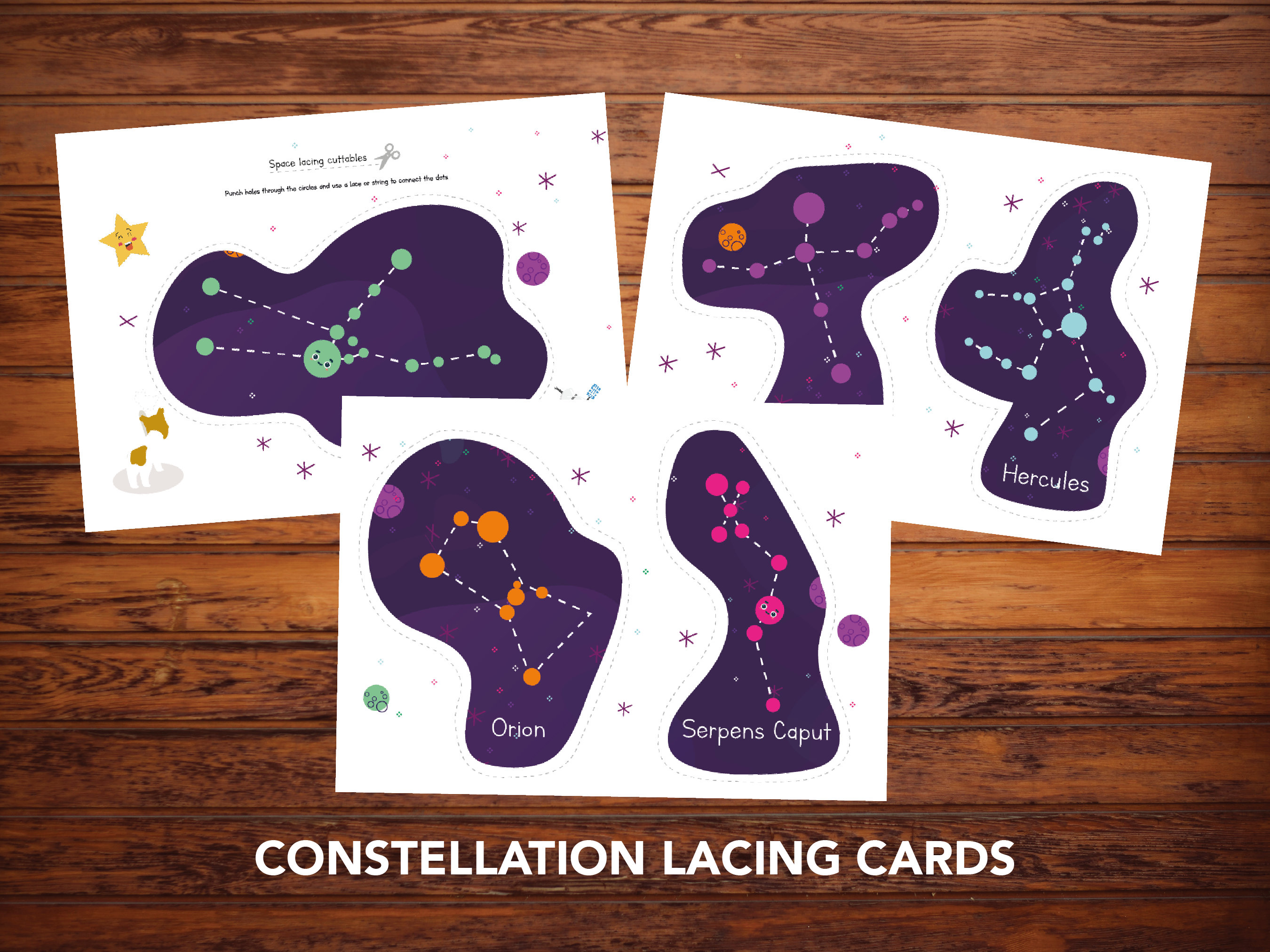Constellation Lacing Cards, Space Lacing Cards, Solar System, Lacing ...