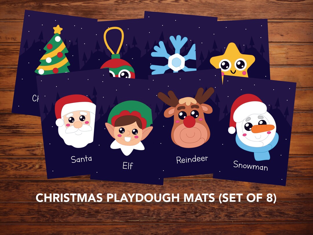 Christmas Playdough Mats, Holiday Play Dough Mats, Preschool Activity ...