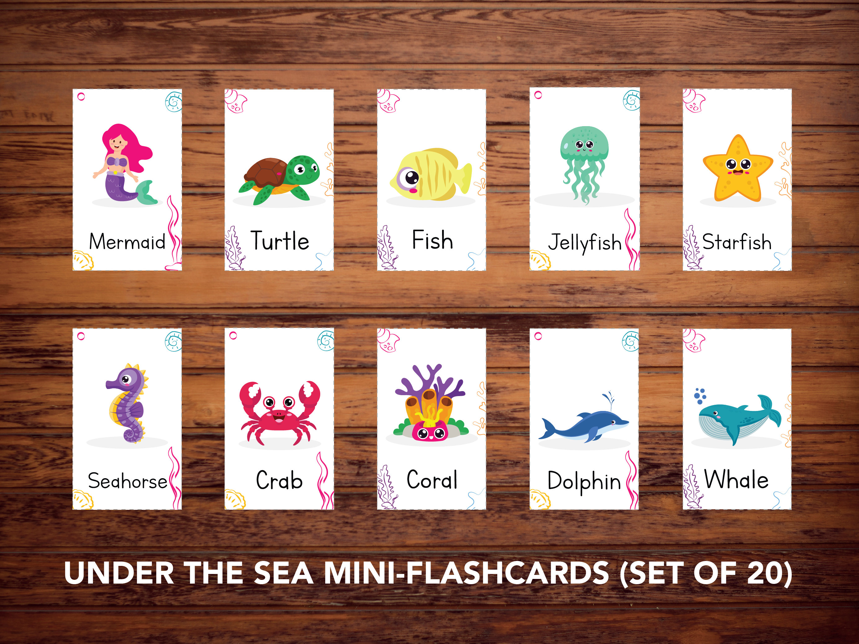 Under the Sea Flashcards Set Printable Ocean Flash Cards Sea - Etsy