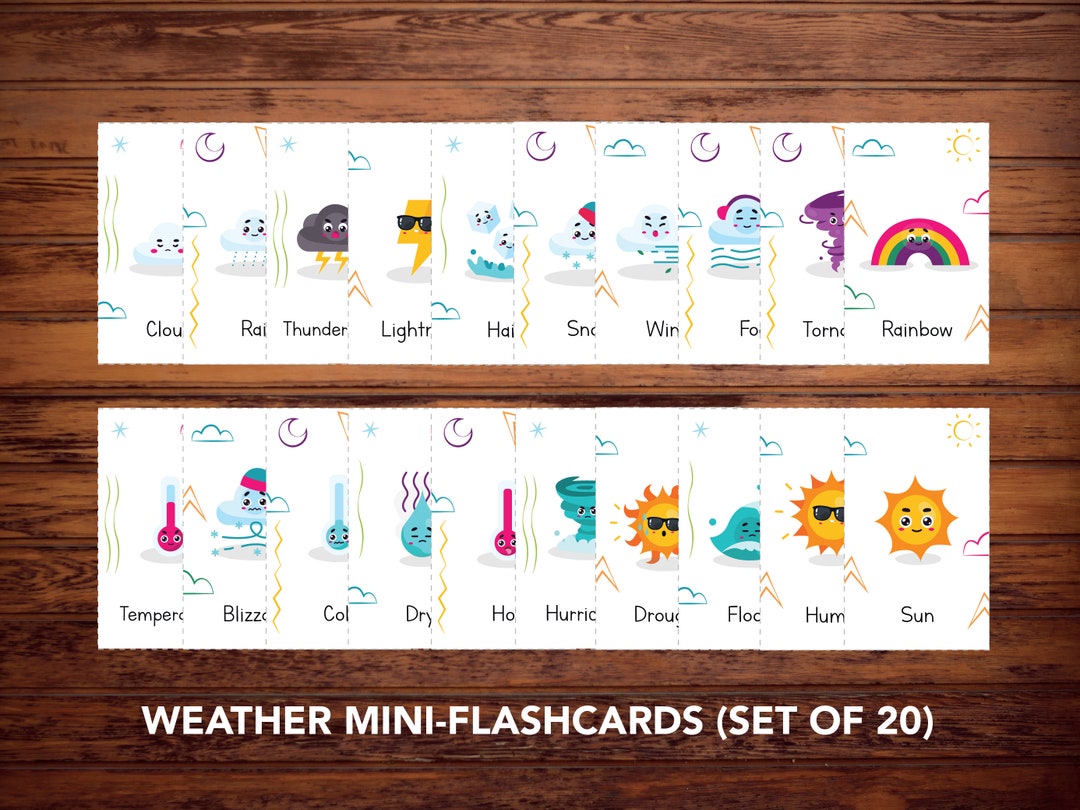 Weather Flashcard Set Climate Nomenclature Cards Flash - Etsy
