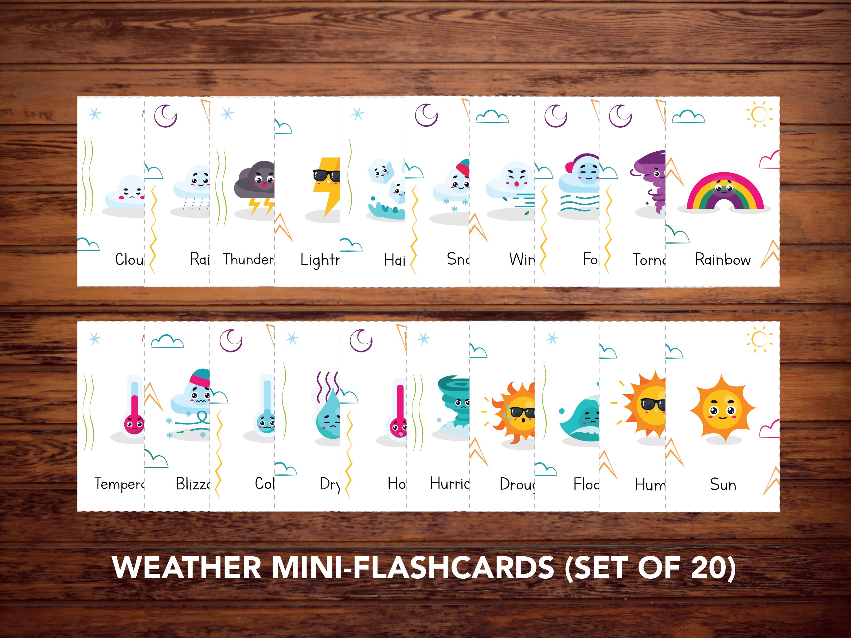 Weather Flashcard Set Climate Nomenclature Cards Flash - Etsy