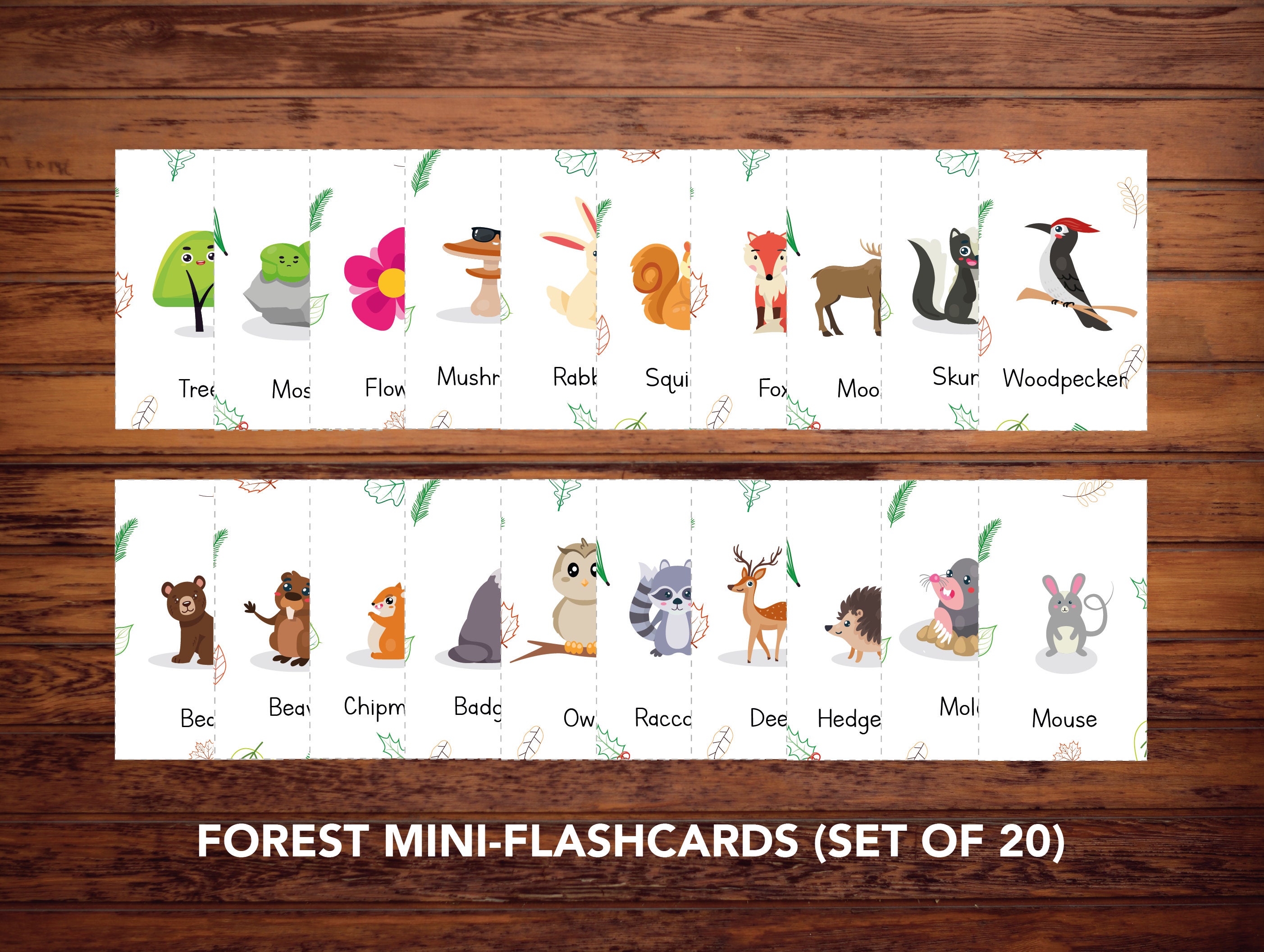 Forest Flashcards, Printable Jungle Animals, Jungle Nursery Flash Cards ...