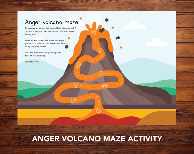 Mindful Breathing Activities for Kids, Printable Anger Volcano Maze ...