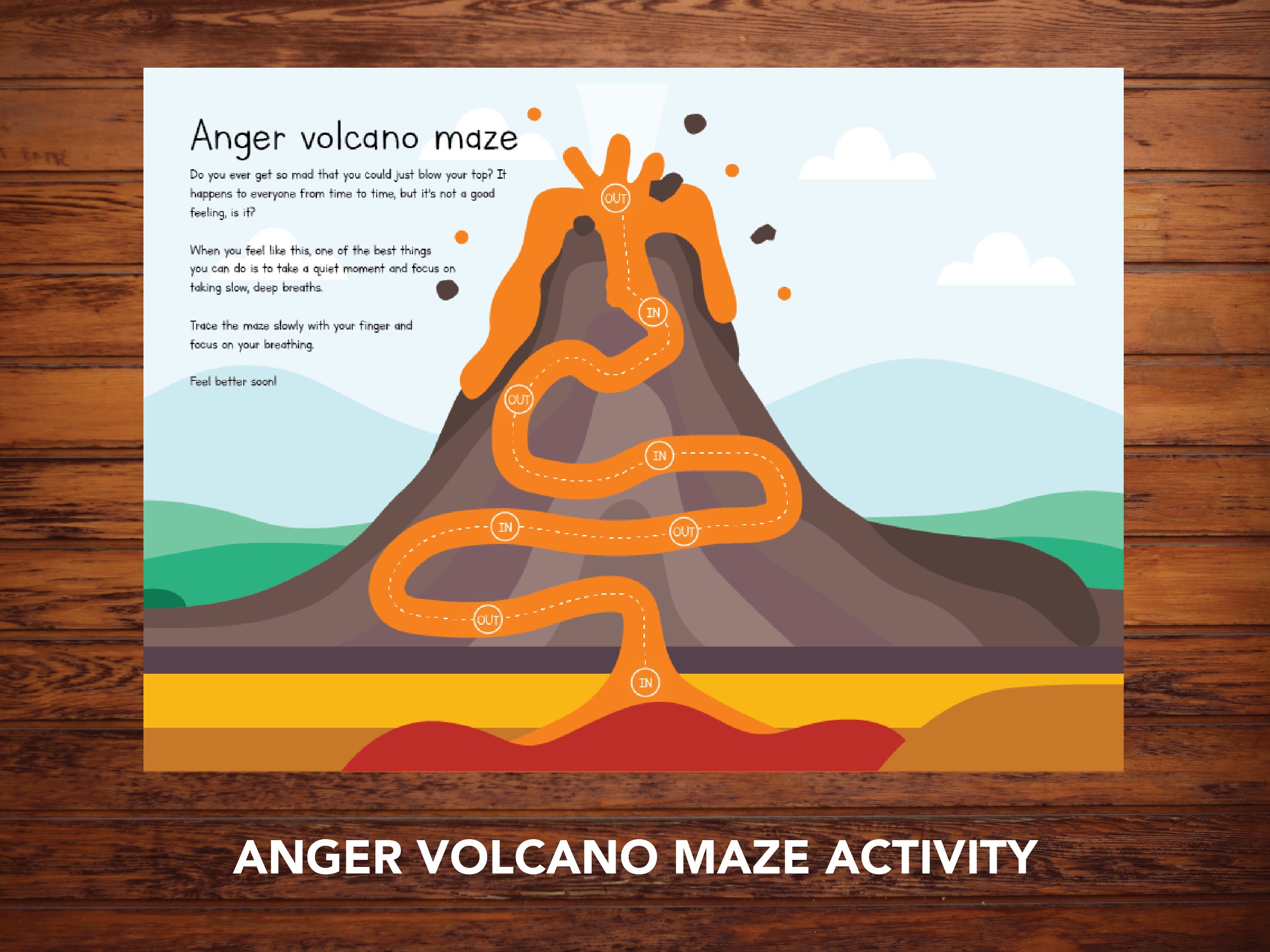 Mindful Breathing Activities for Kids, Printable Anger Volcano Maze ...