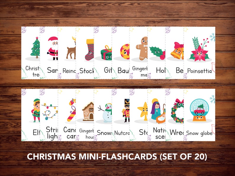 Christmas Flashcards Set, Printable Holiday Flashcards, Christmas Decor ...