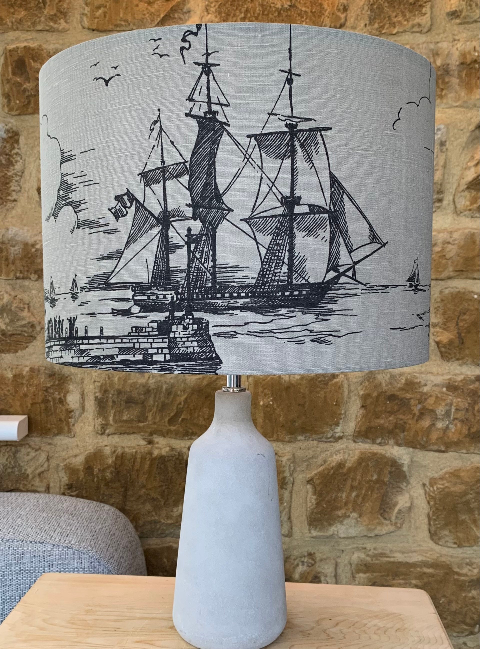 Sailing Ship Nautical Historical Sea Print Lampshade. Handmade 30cm ...