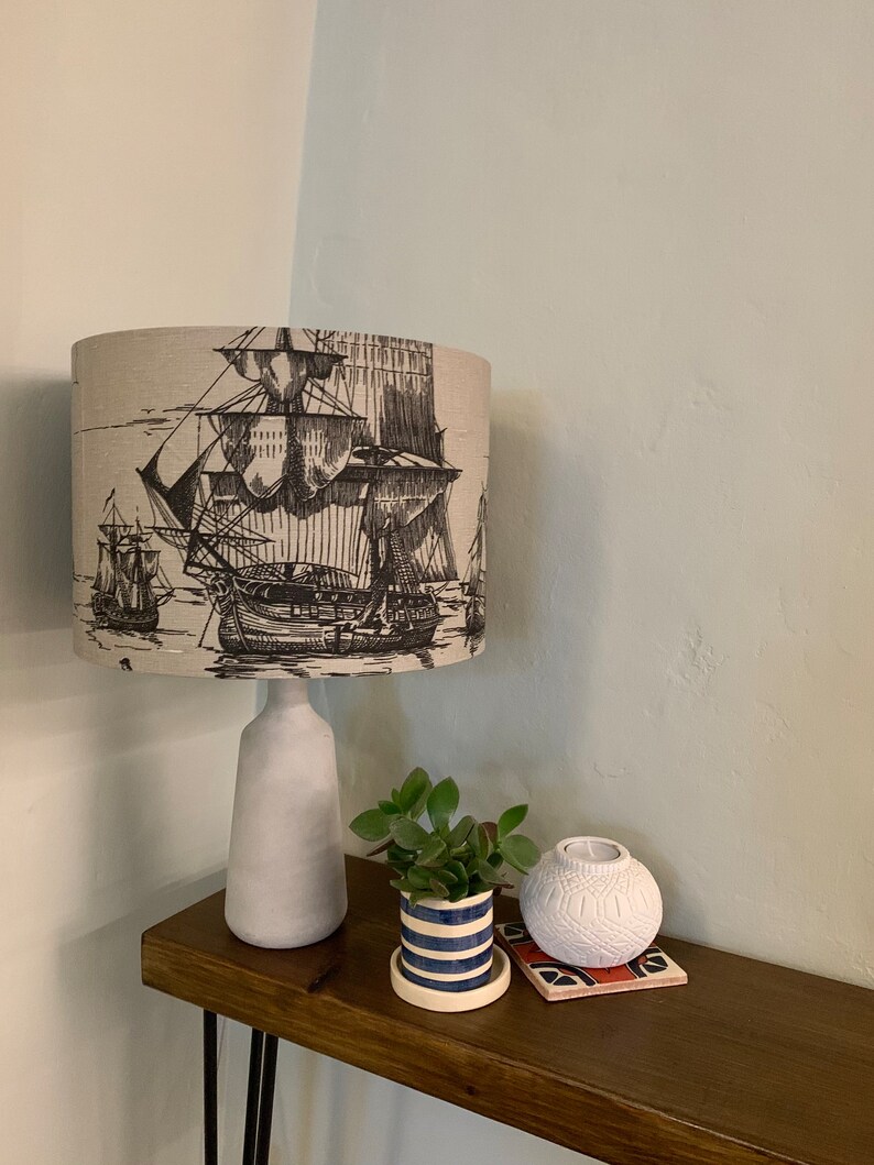 Sailing Ship Nautical Historical Sea Print Lampshade. Handmade 30cm ...