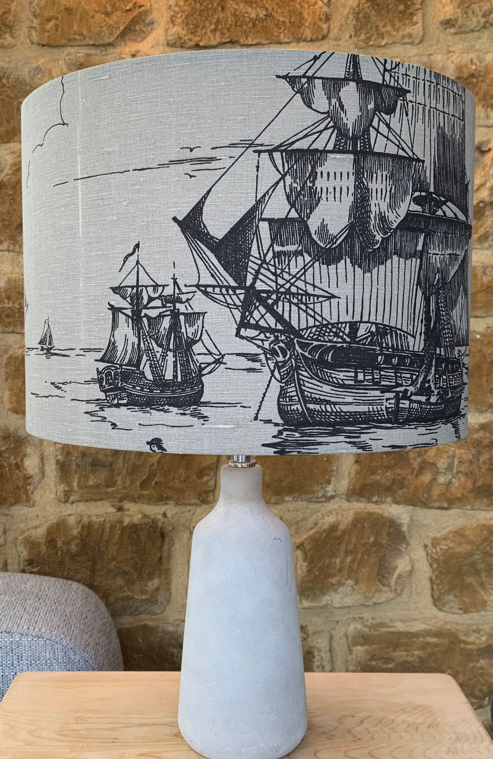 Sailing Ship Nautical Historical Sea Print Lampshade. Handmade 30cm ...