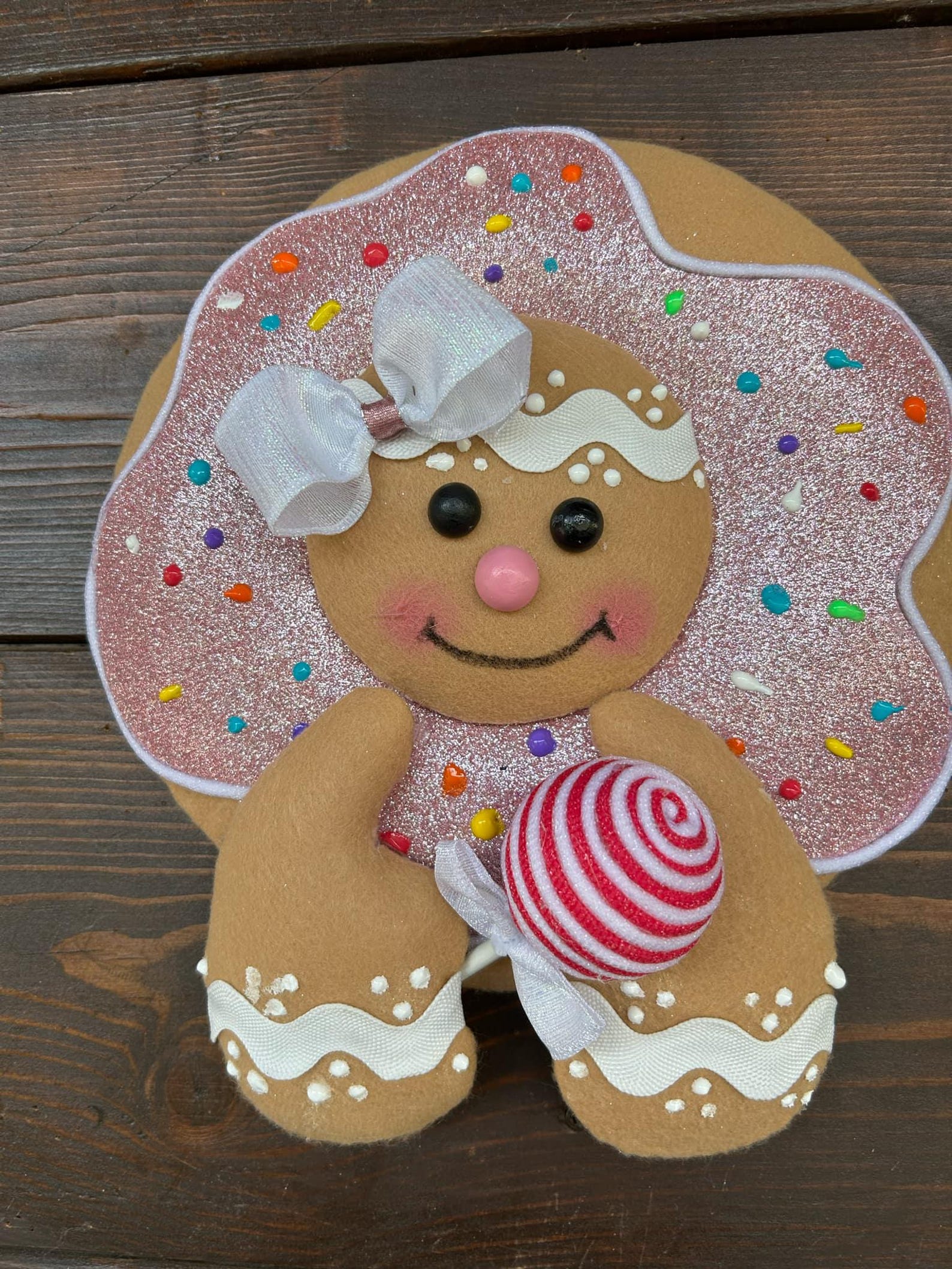 Gingerbread Girl Donut Wreath Attachment, Christmas Gingie Wreath ...