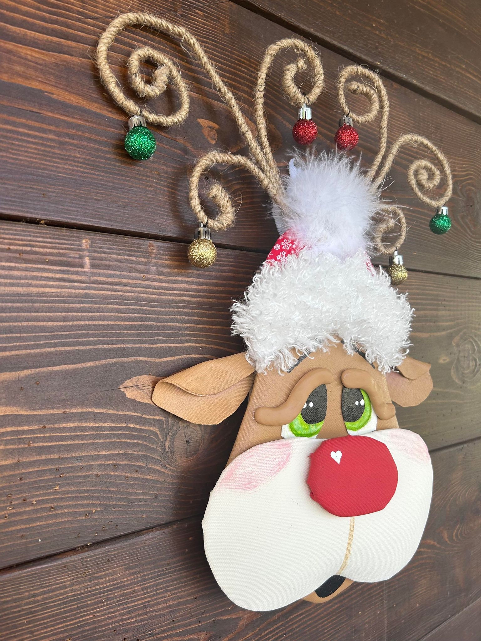 Rudi the Reindeer Wreath Attachment, Christmas Decor, Santa Claus and ...