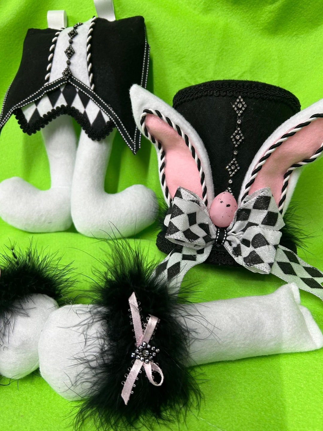 Plush Easter Bunny Set With Posable Arms and Ears, Easter Bunny Wreath ...